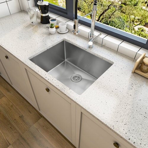 Sinber 23" x 18" Undermount Single Bowl Kitchen Sink with 18 Gauge 304 ...