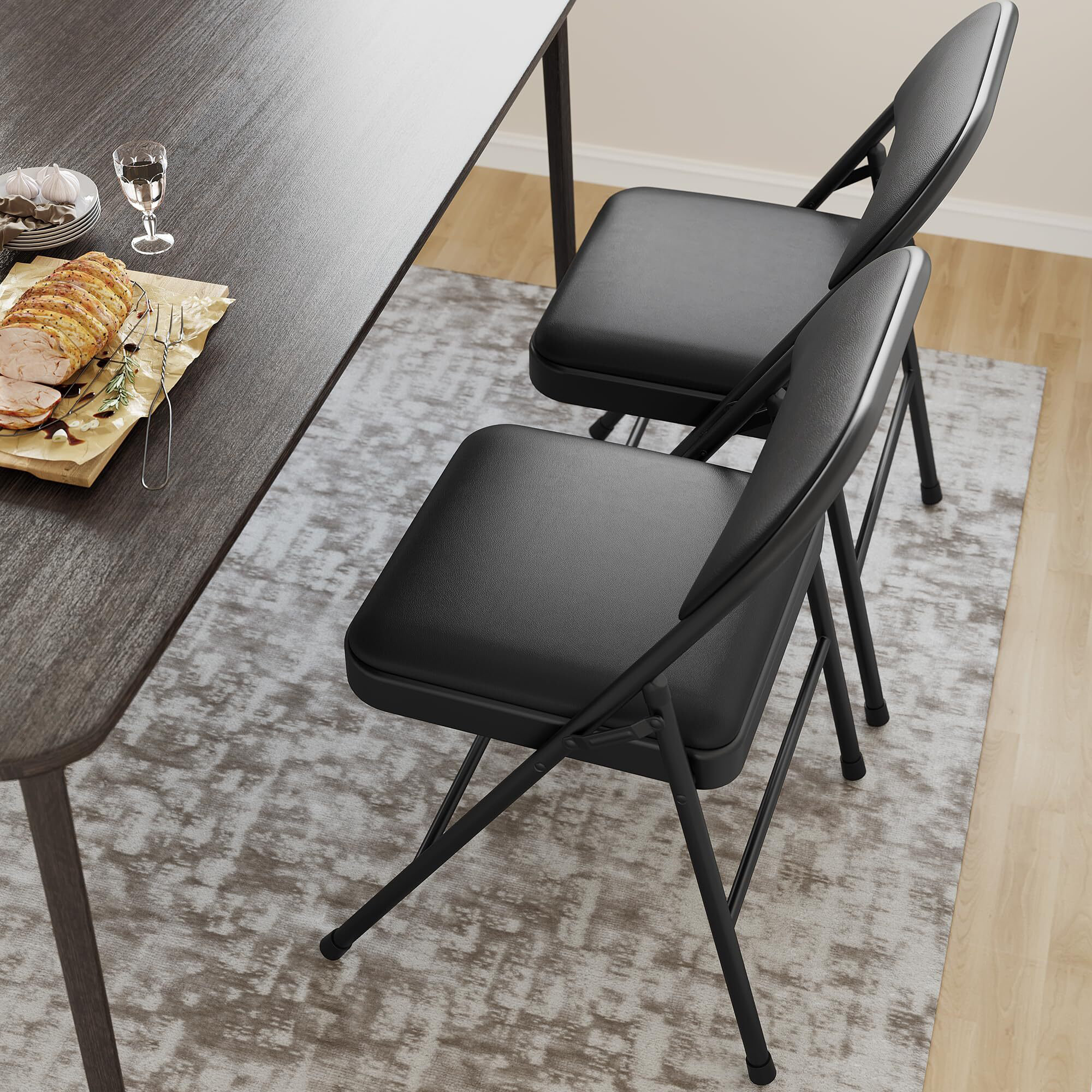 Inbox Zero Mencos Upholstered Padded Stackable Folding Chair Folding ...