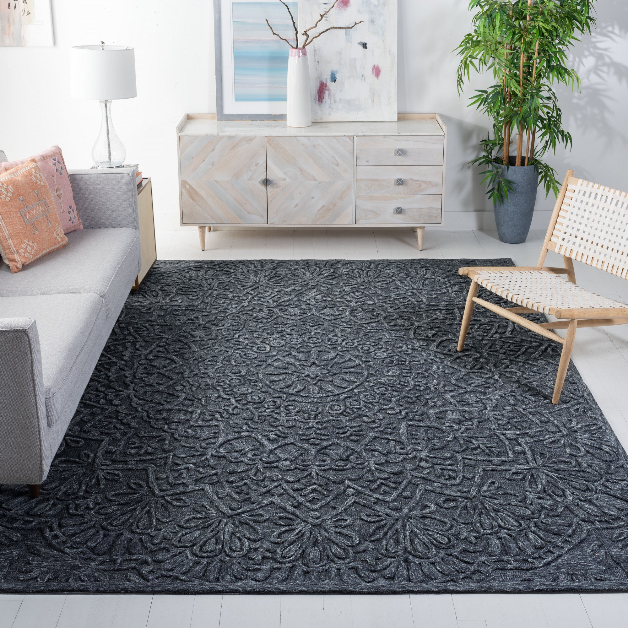 Charlton Home® Aughe Hand Tufted Performance Geometric Rug | Wayfair