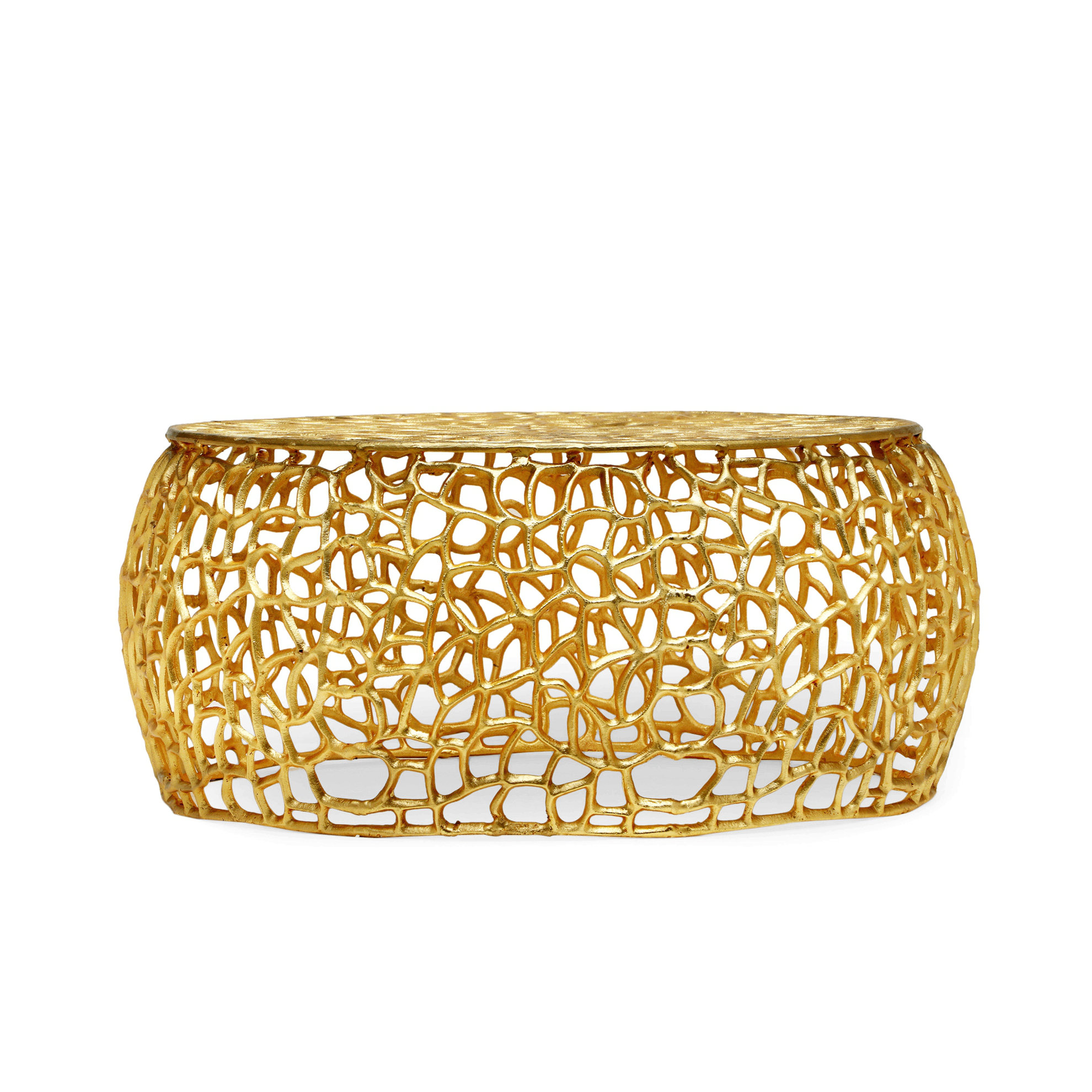 Mercer41 Handmade Modern Glam Coffee Table - Gold Accents & Abstract ...