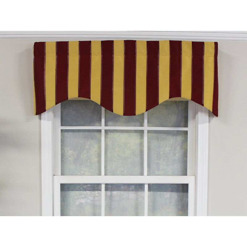 RLF Home Striped Cotton Blend Pointed 50'' W Window Valance in Burgundy ...