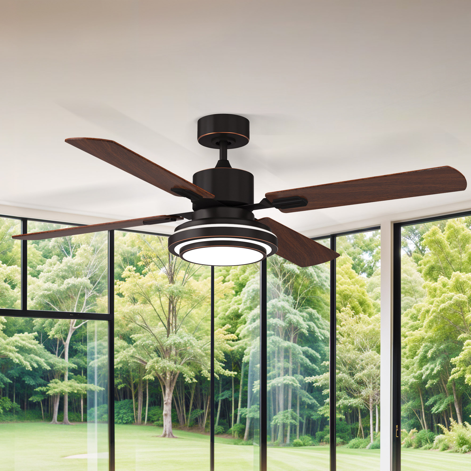 Wrought Studio™ Lassus 52'' Ceiling Fan with LED Lights | Wayfair