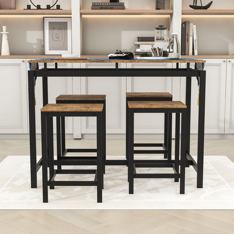 17 Stories Galey Modern 5-Piece Dining Set, Dining Table with Steel ...