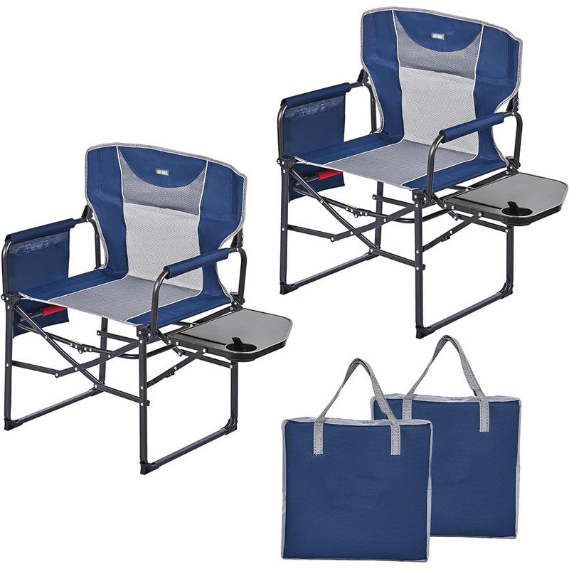 ZILNOX Heavy Duty & Oversized Portable Folding Chair with Side Table ...