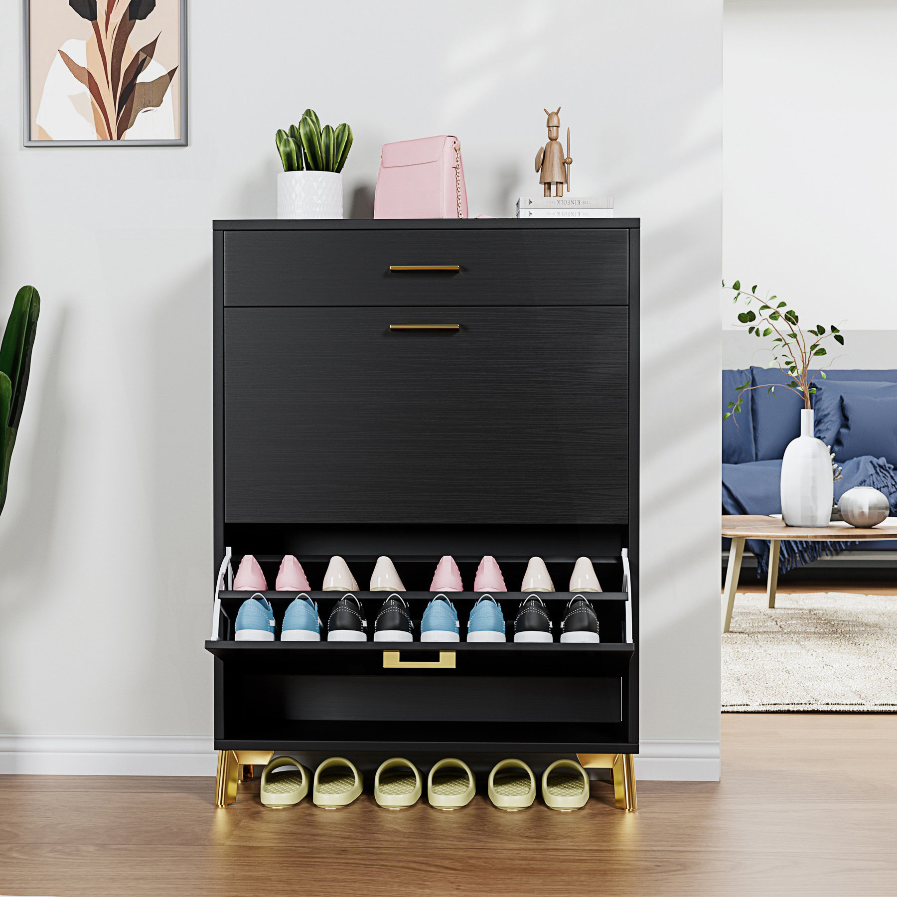 Wrought Studio™ Modern Shoe Storage Cabinet, Free Standing Shoe ...