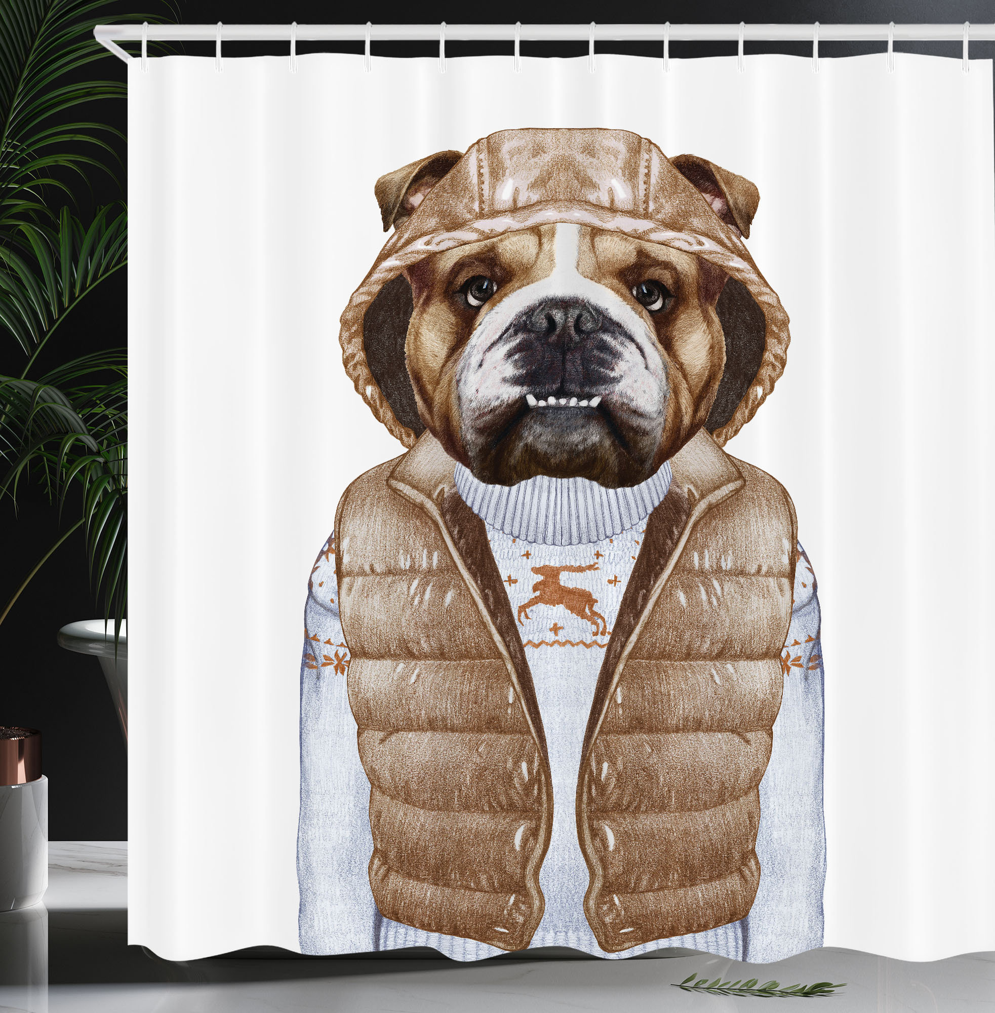 Dakota Fields Bulldog Shower Curtain Puppy in a down | Wayfair