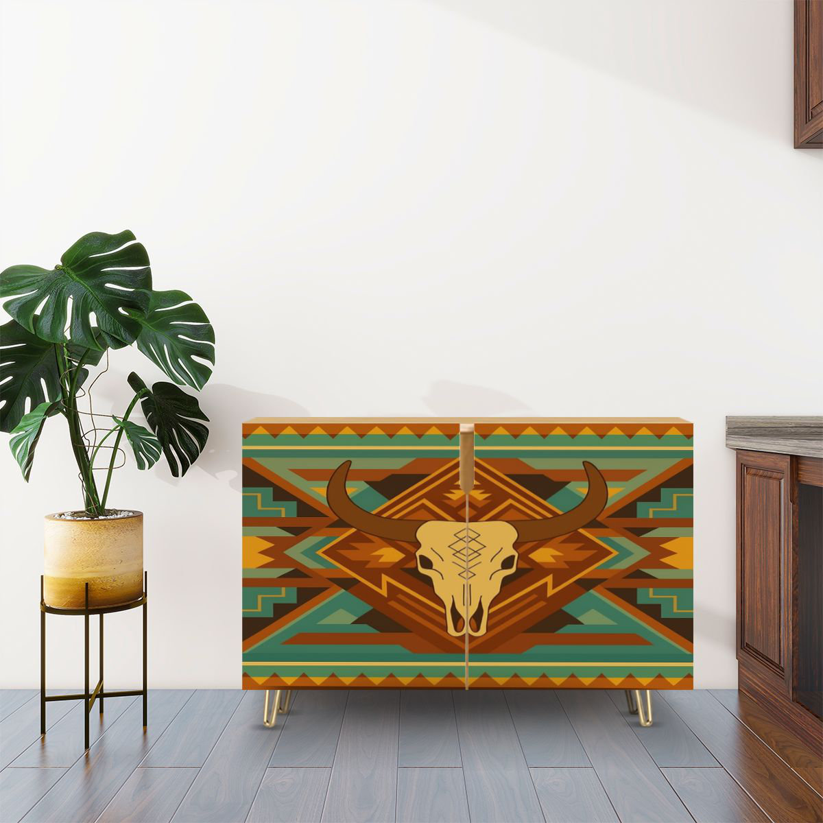 Dakota Fields Sideboard Buffet Cabinet with Storage Tribal Mexican ...