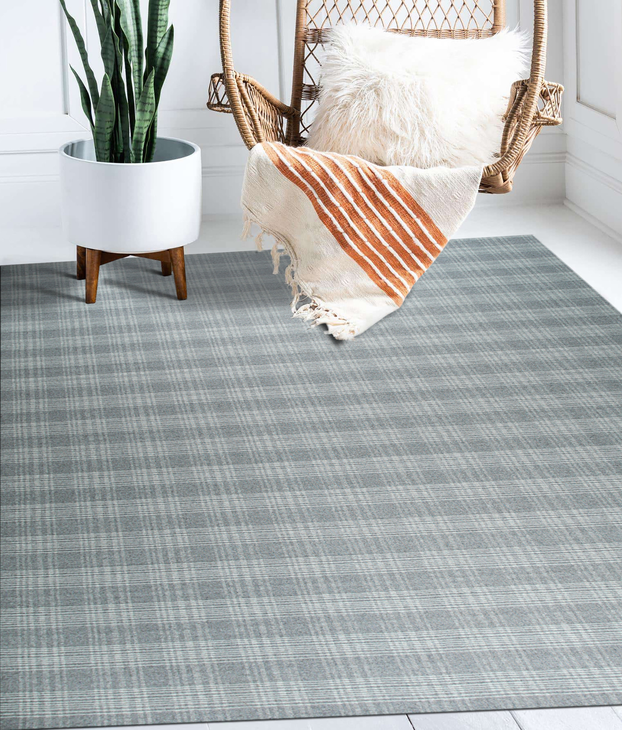 Gracie Oaks Stylish and Durable Anawan Hand Knotted Modern Tufted Plaid ...