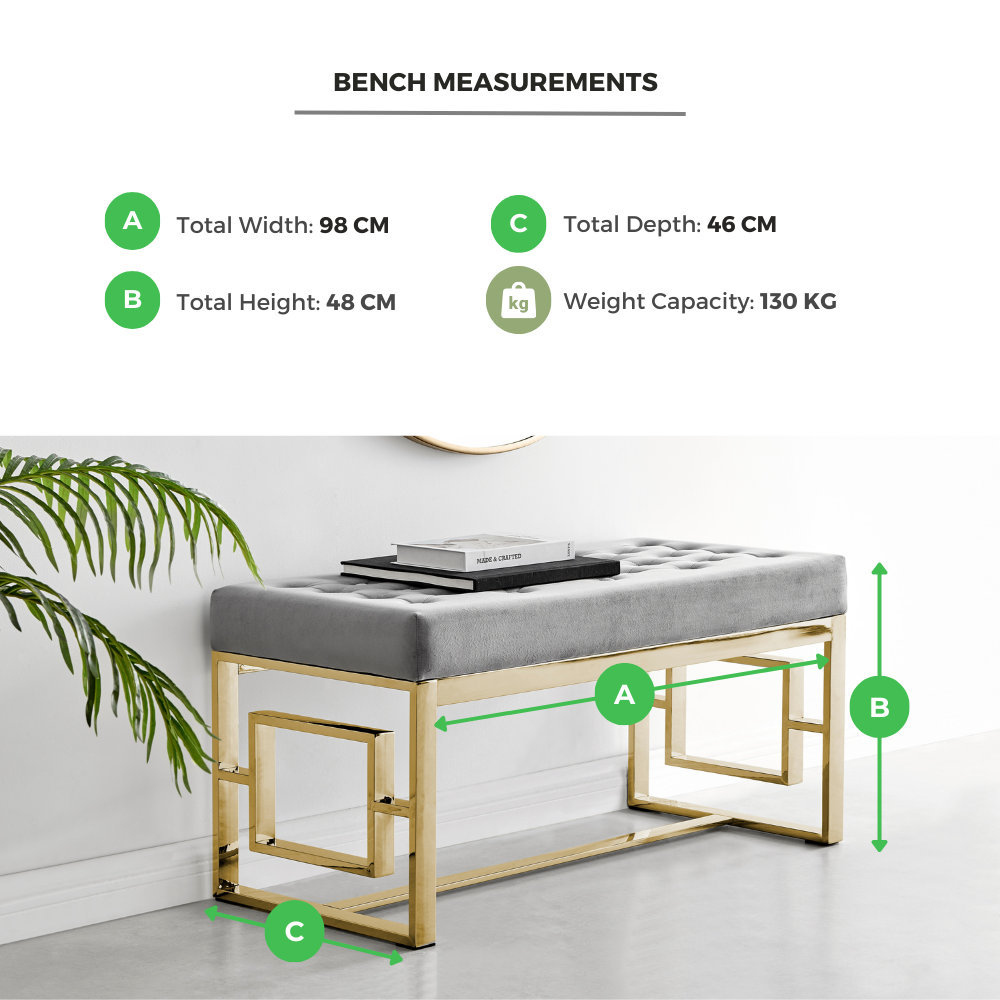 Furniture Box Camberley Luxury Velvet Upholstered Bedroom Bench ...