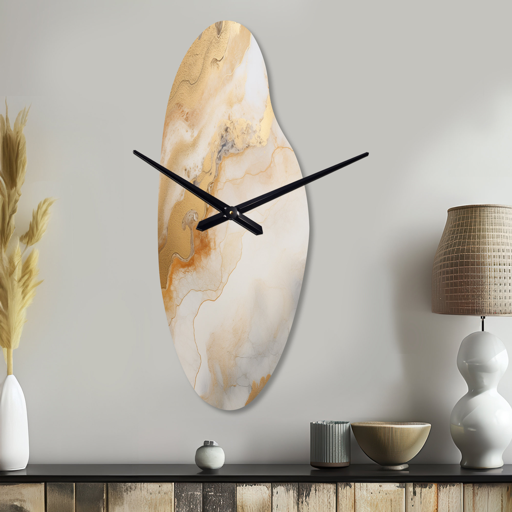 East Urban Home Ebanks Abstract Beige And Gold Geyser Paint III ...