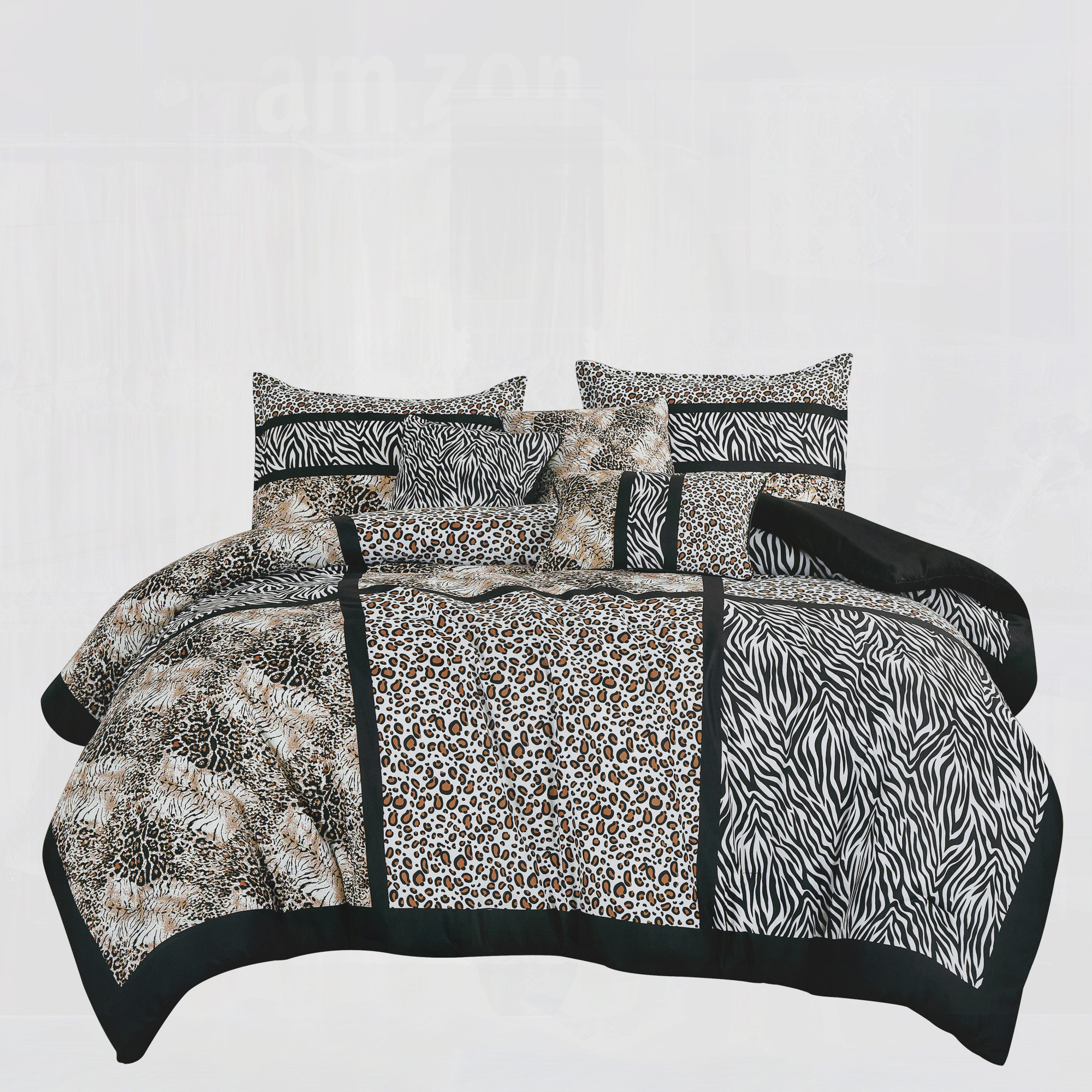 BRHF Wild Animal Print 6-Piece Comforter Set, Luxe Patchwork Leopard ...
