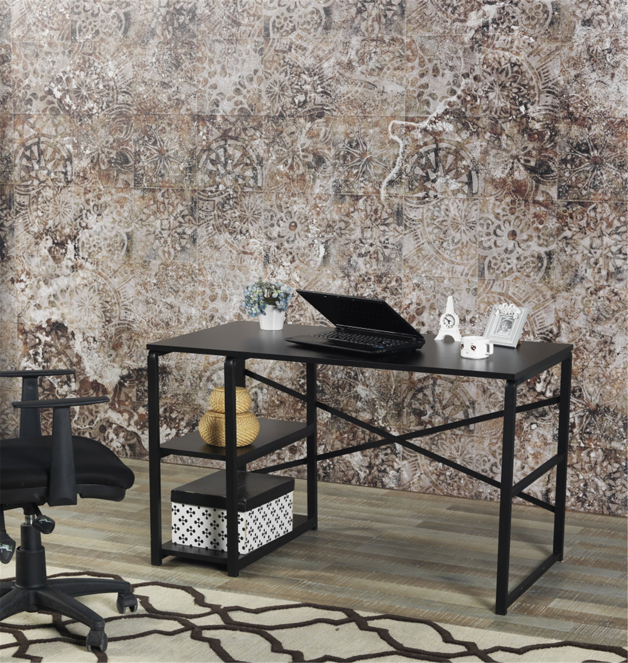 Ebern Designs Small Writing Desk, Metal Frame Computer Desk, Office ...