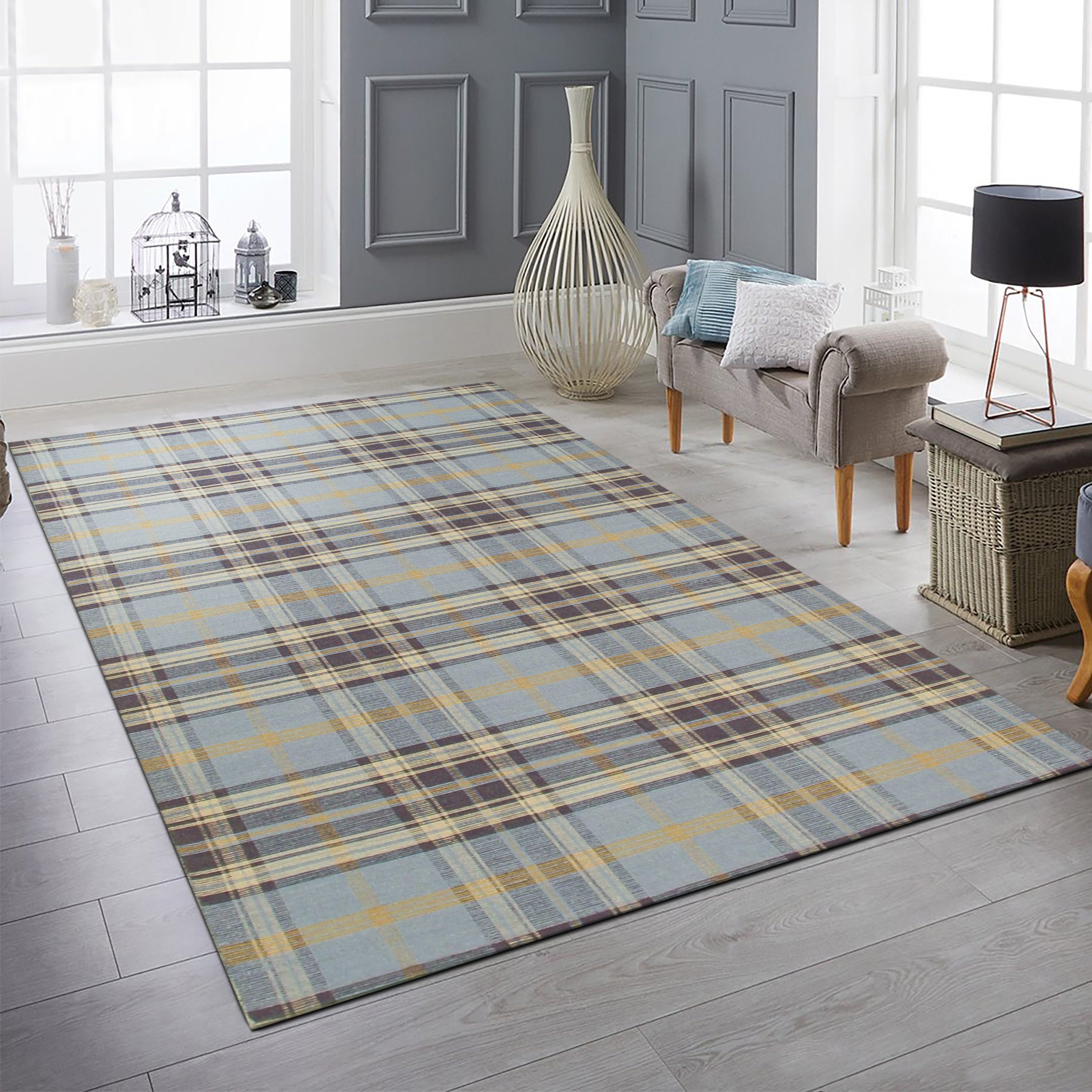 Rosalind Wheeler Gianna Blue Flatweave Wool Rug & Reviews | Wayfair