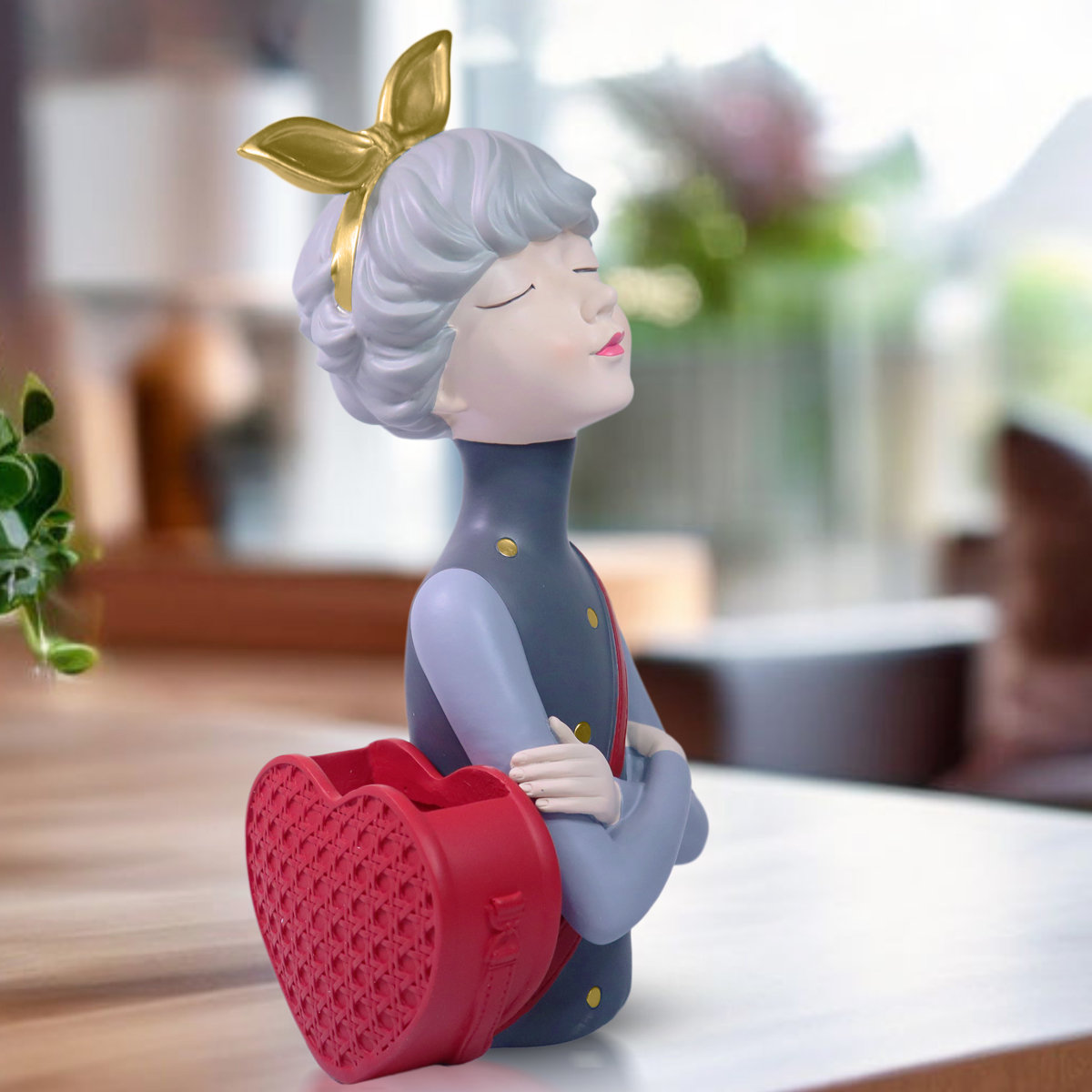 Trinx Elilta Decorative Statue, Unique Gift, Vase and Makeup Organizer ...