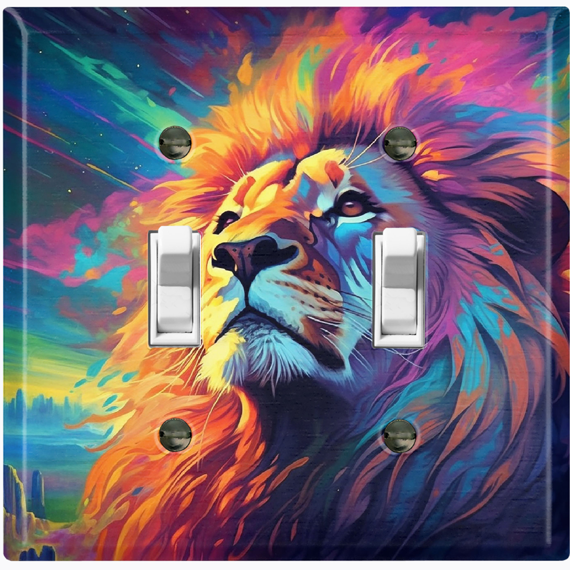 WorldAcc Elegant Lion Colorful Night Sky Nature Themed 2 - Gang Toggle ...