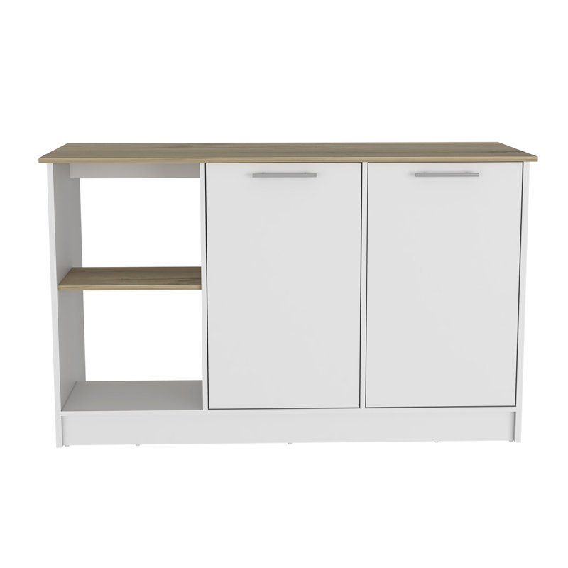 Lark Manor™ Juniper 59-inch Wide Kitchen Island with 2 Open Shelves and ...