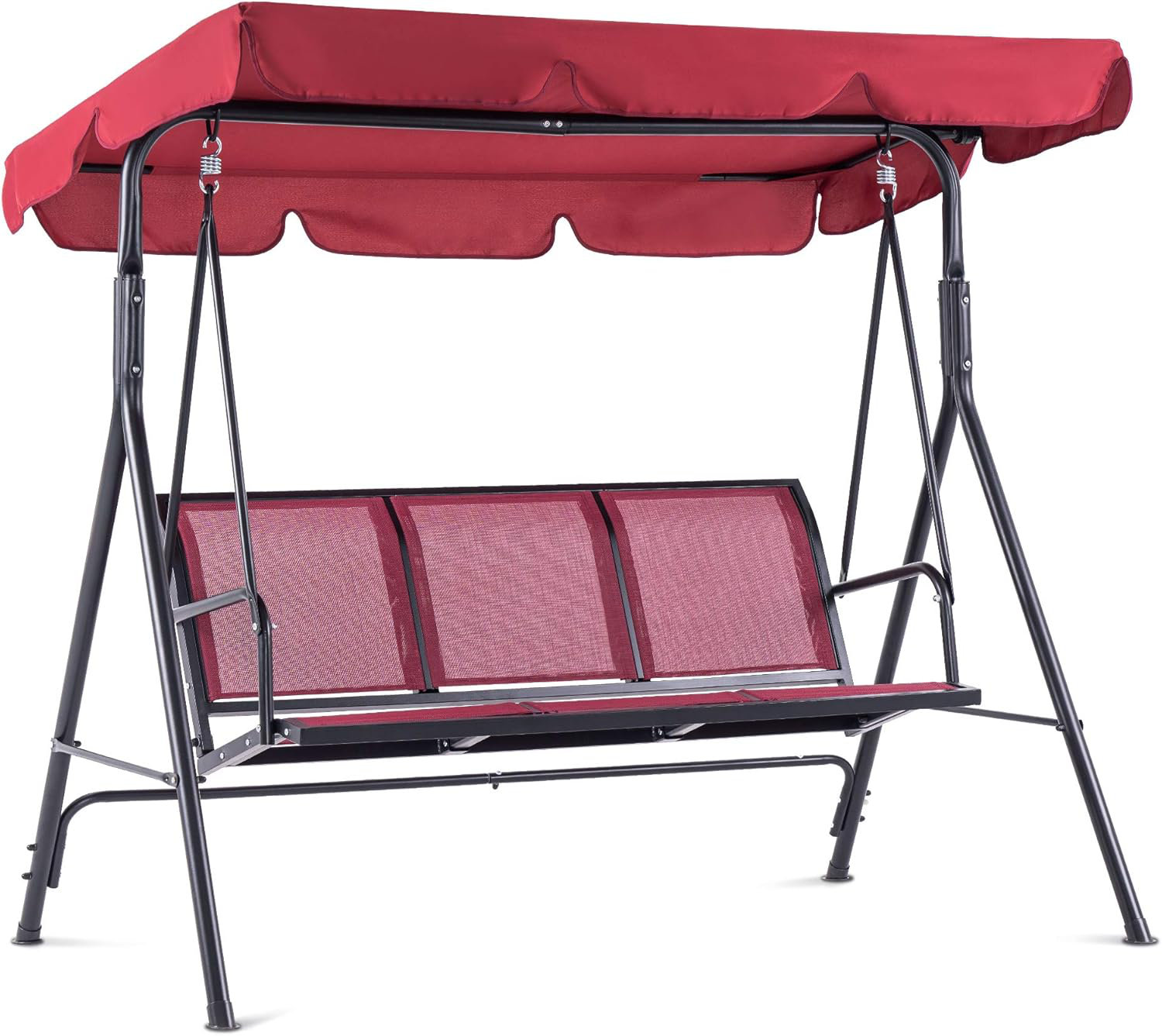 INKEDZ Outdoor Patio Canopy Swing Chair 3-Person, Steel Frame ...