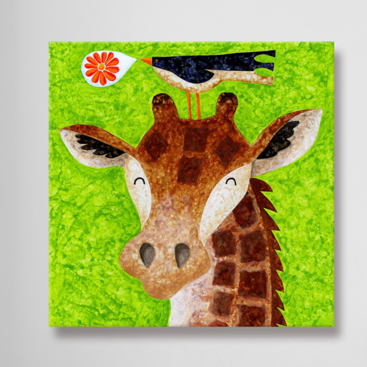 Marmont Hill 'Giraffe Blossom Ballad' by Janet Nelson Print on Wrapped ...