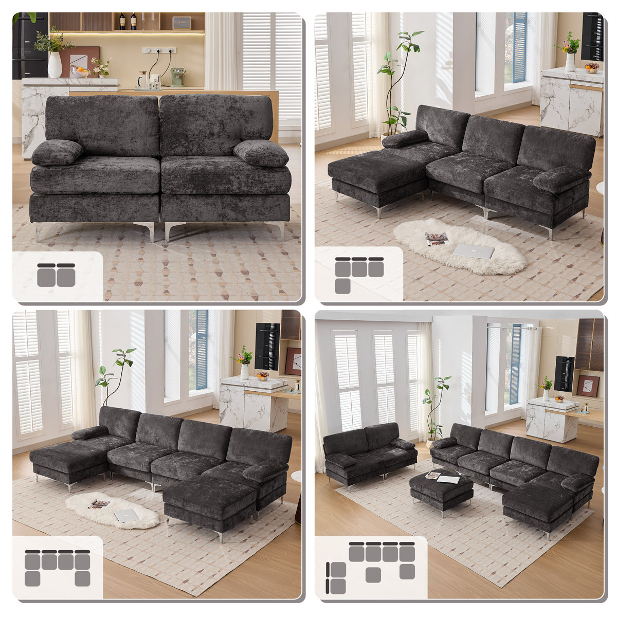 Ivy Bronx 123.62‘’ Oversized Upholstered 8 Seater Modular Sectional ...