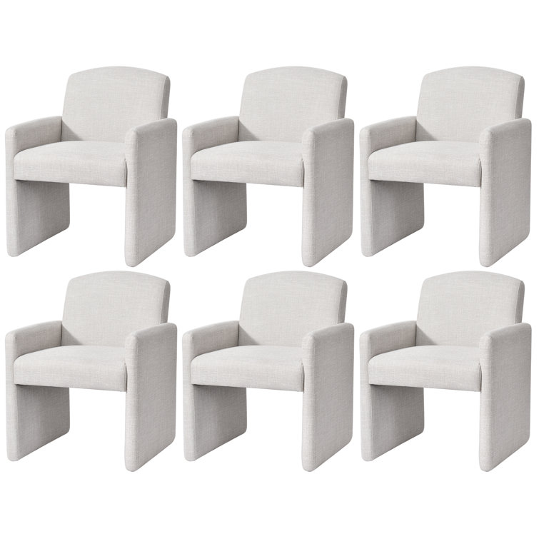 Orren Ellis Modern Upholstered Arm Dining Chairs With Sleek Block Legs ...