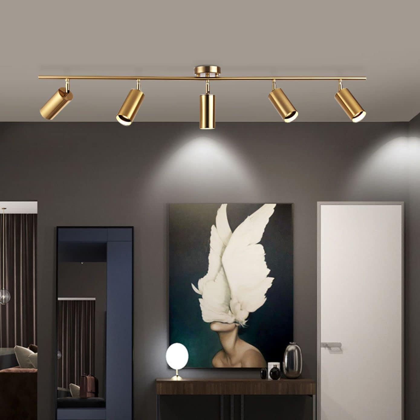 Everly Quinn Modern Gold-5 Light Spotlight Track Lighting Fixture ...