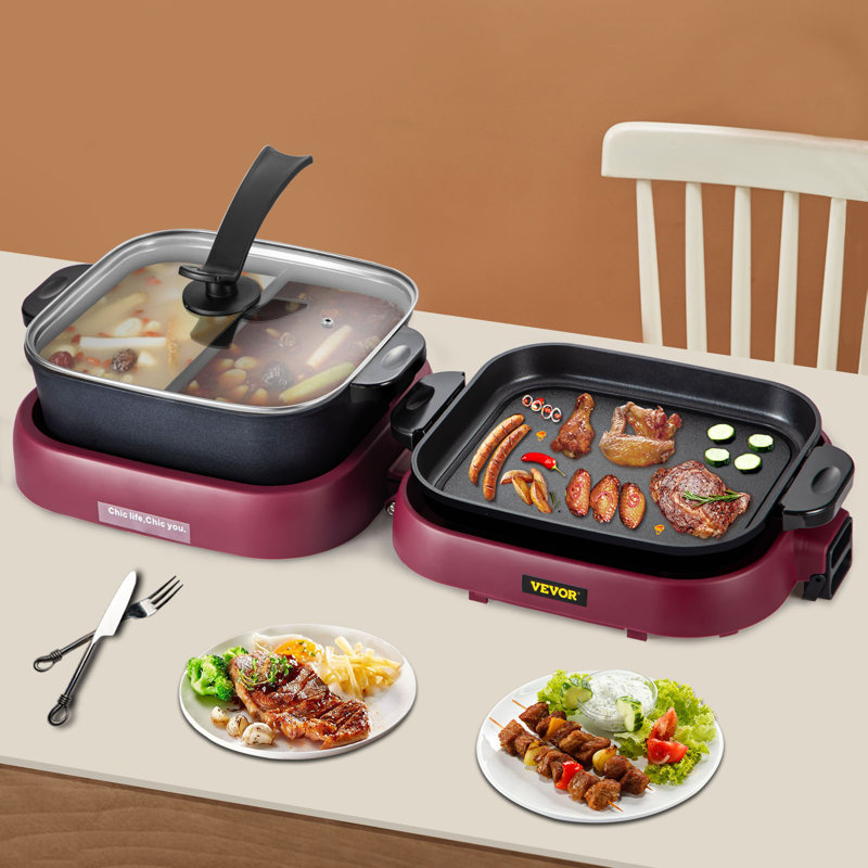 VEVOR 2 In 1 Electric Grill And Hot Pot Combo | Wayfair