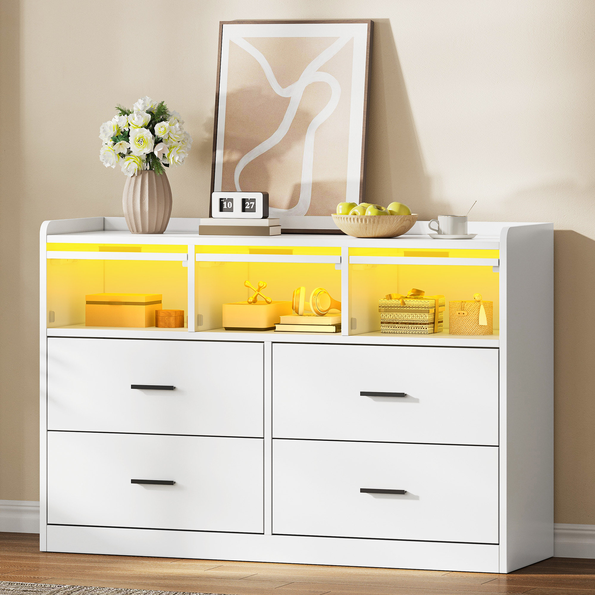 Metro Lane 7-drawer White Chest Of Drawers With Rgb Led Lights &3 ...