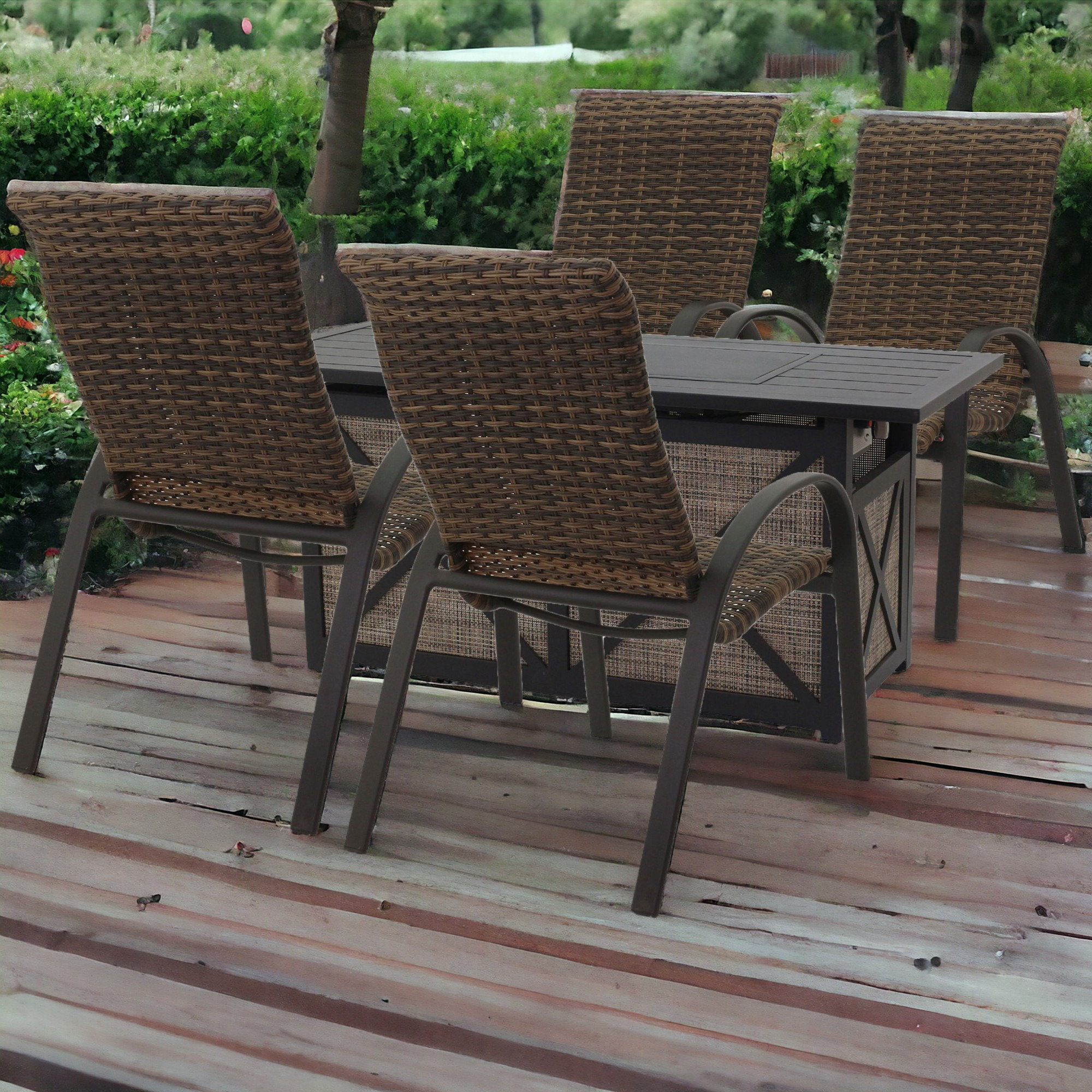 Courtyard Casual Furniture 5 Piece Multiple Chairs Seating Group | Wayfair