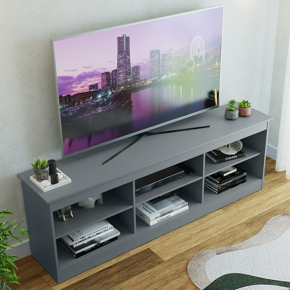 Latitude Run® Glenetta TV Stand with 6 Shelves and Cable Management ...