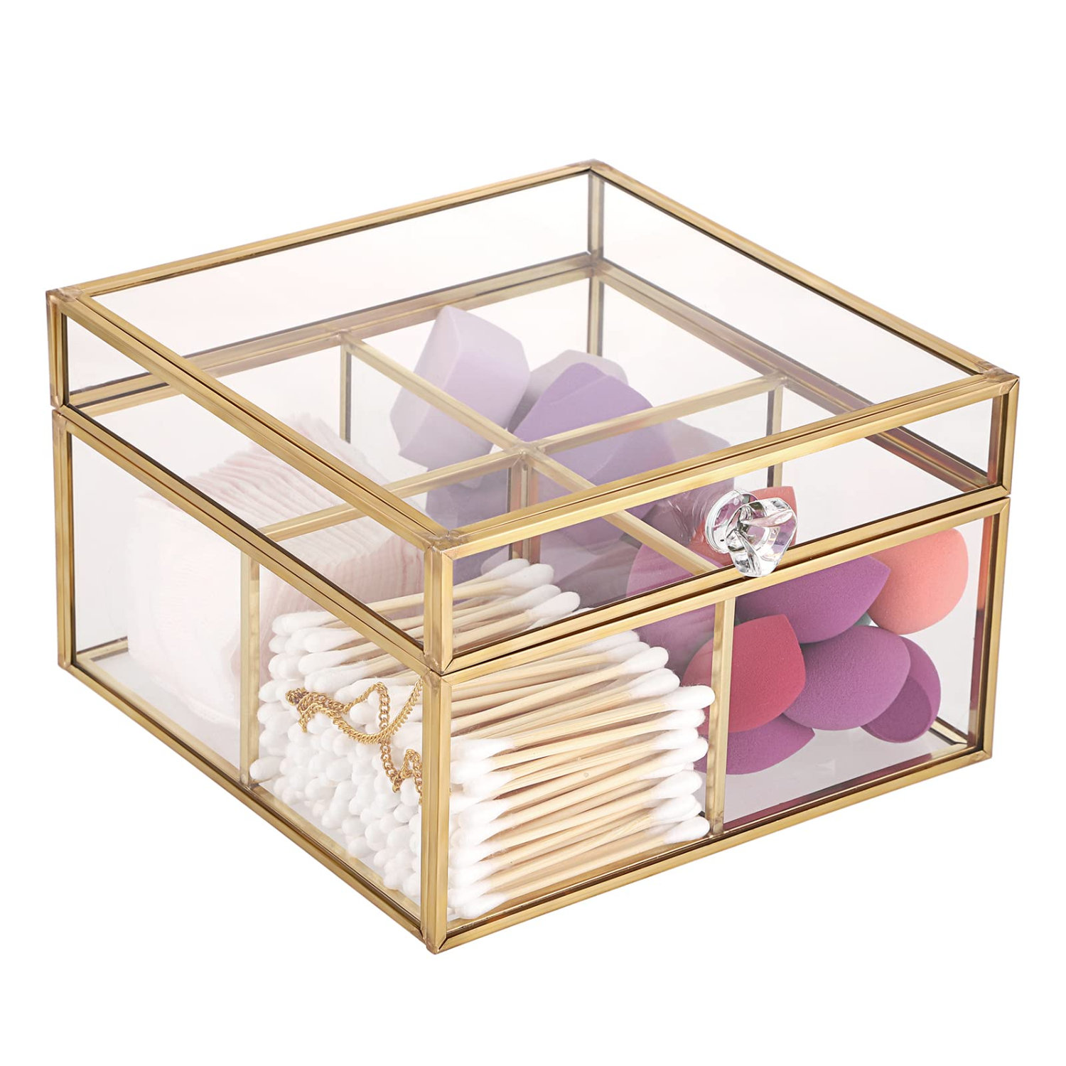 Mercer41 Gold Glass Tea Bags Box With Lid, Trinket Jewelry Box ...