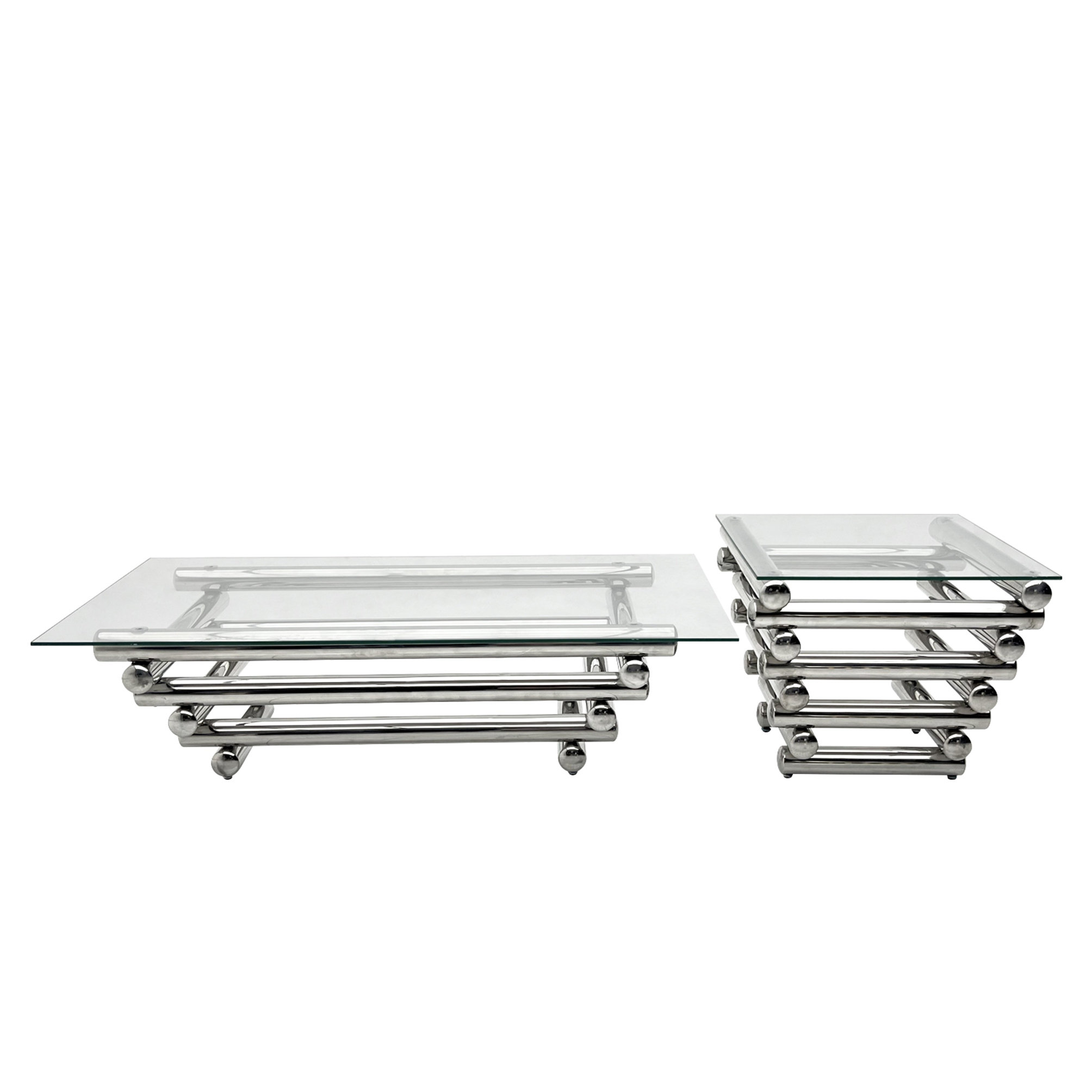 Hokku Designs Modern Stainless Steel Coffee Table Set (Set Of 2 ...