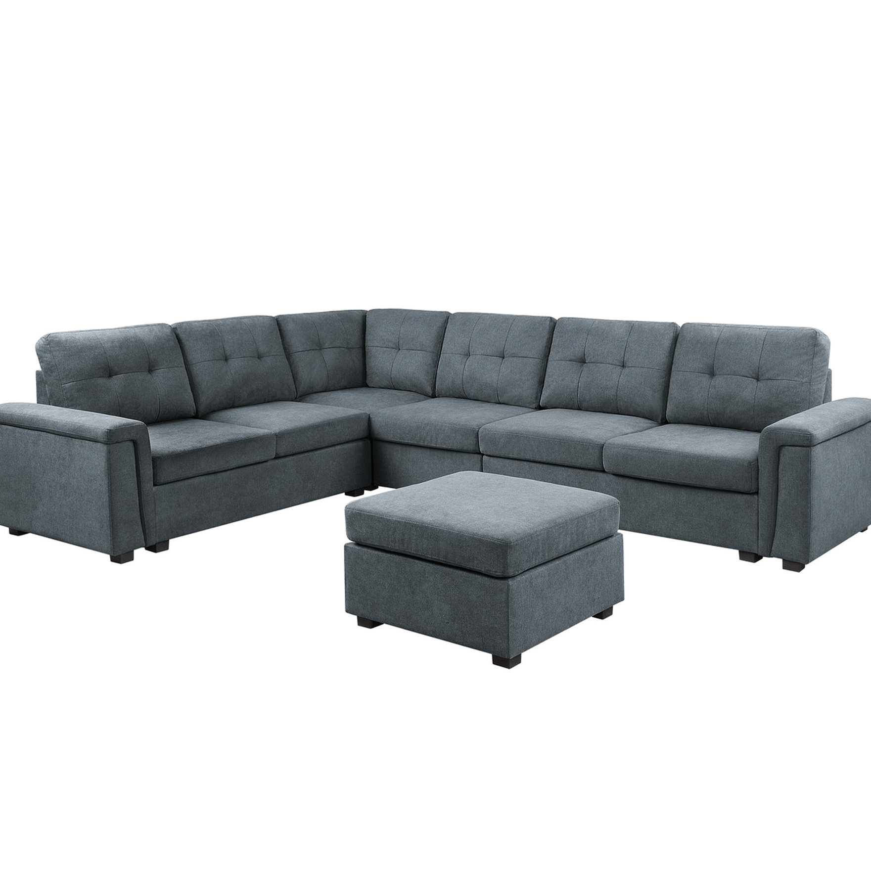 Latitude Run® 119" Grey Fabric With , 7 Sectional, 35.06" Height, Back ...