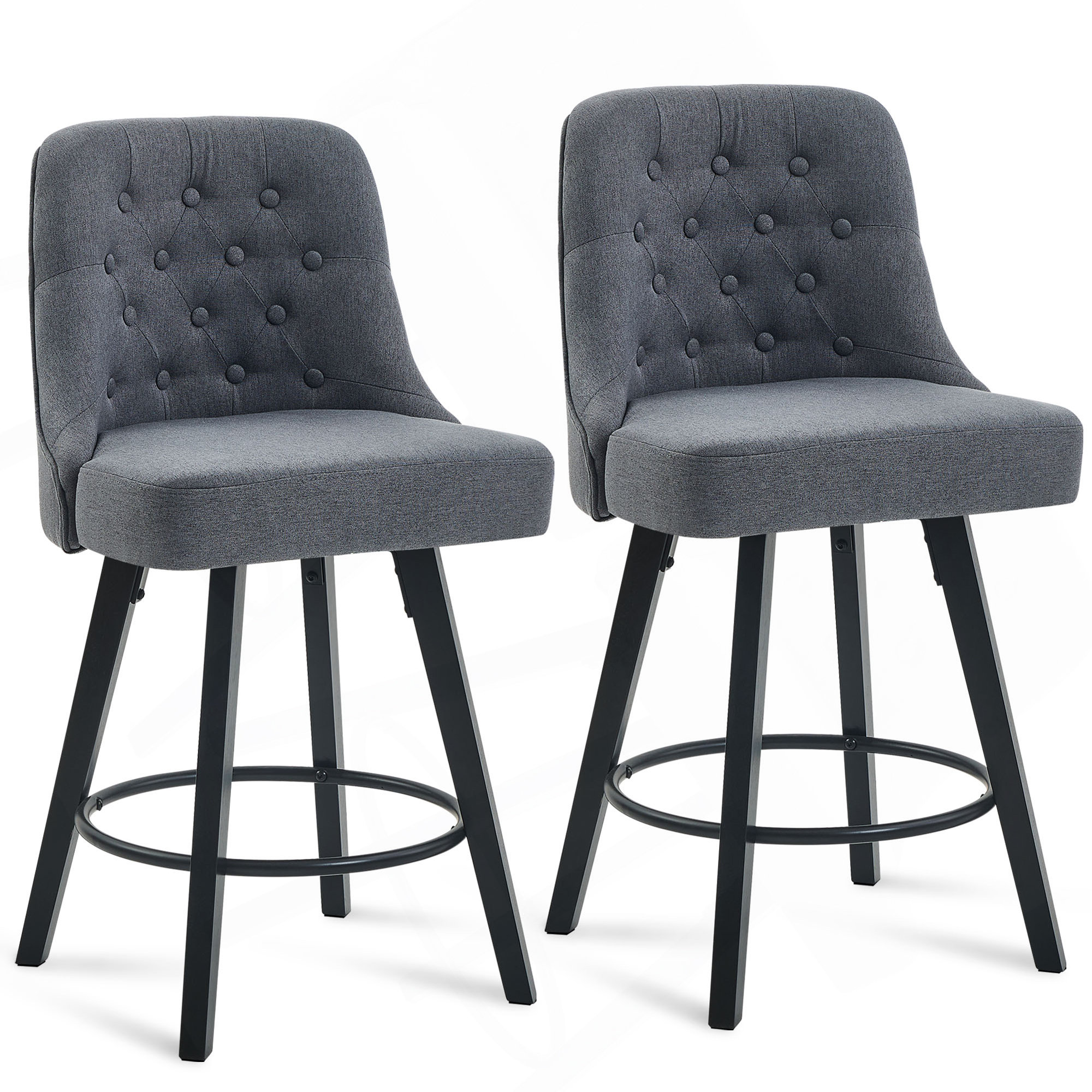 George Oliver Set Of 2 Modern Counter Stools, 26" Swivel Bar Stools ...