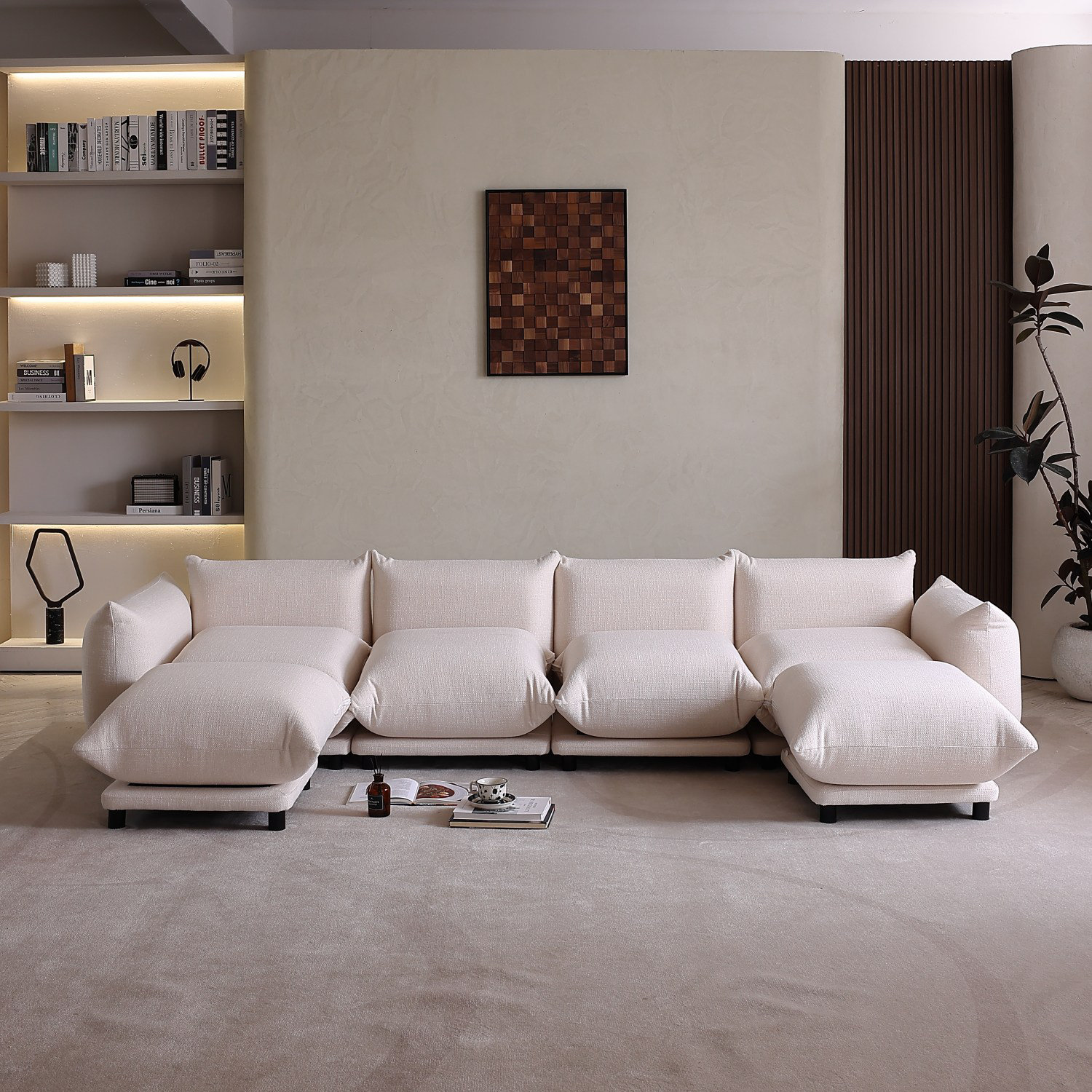 Hokku Designs Raeshell 125.8'' Modular Sofa Couch U-shape Sectional ...