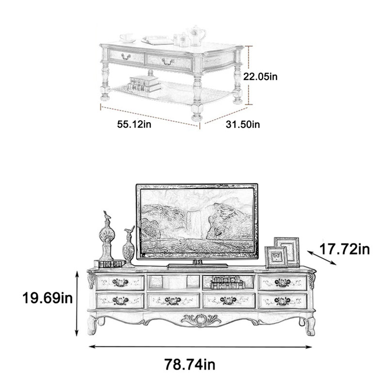 The Invincibles home Retro American style TV stand coffee table | Wayfair