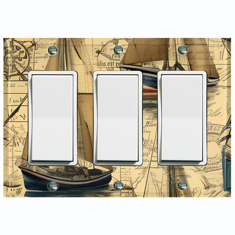 WorldAcc Metal Light Switch Plate Outlet Cover (Rustic Sail Boat ...