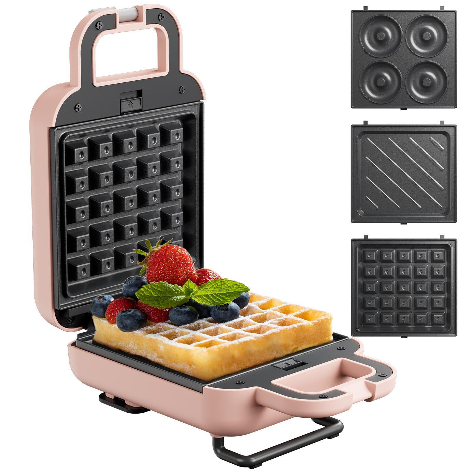 UZOPAL Mini Waffle Maker with 3 Removable Non-Stick Plates – Electric ...