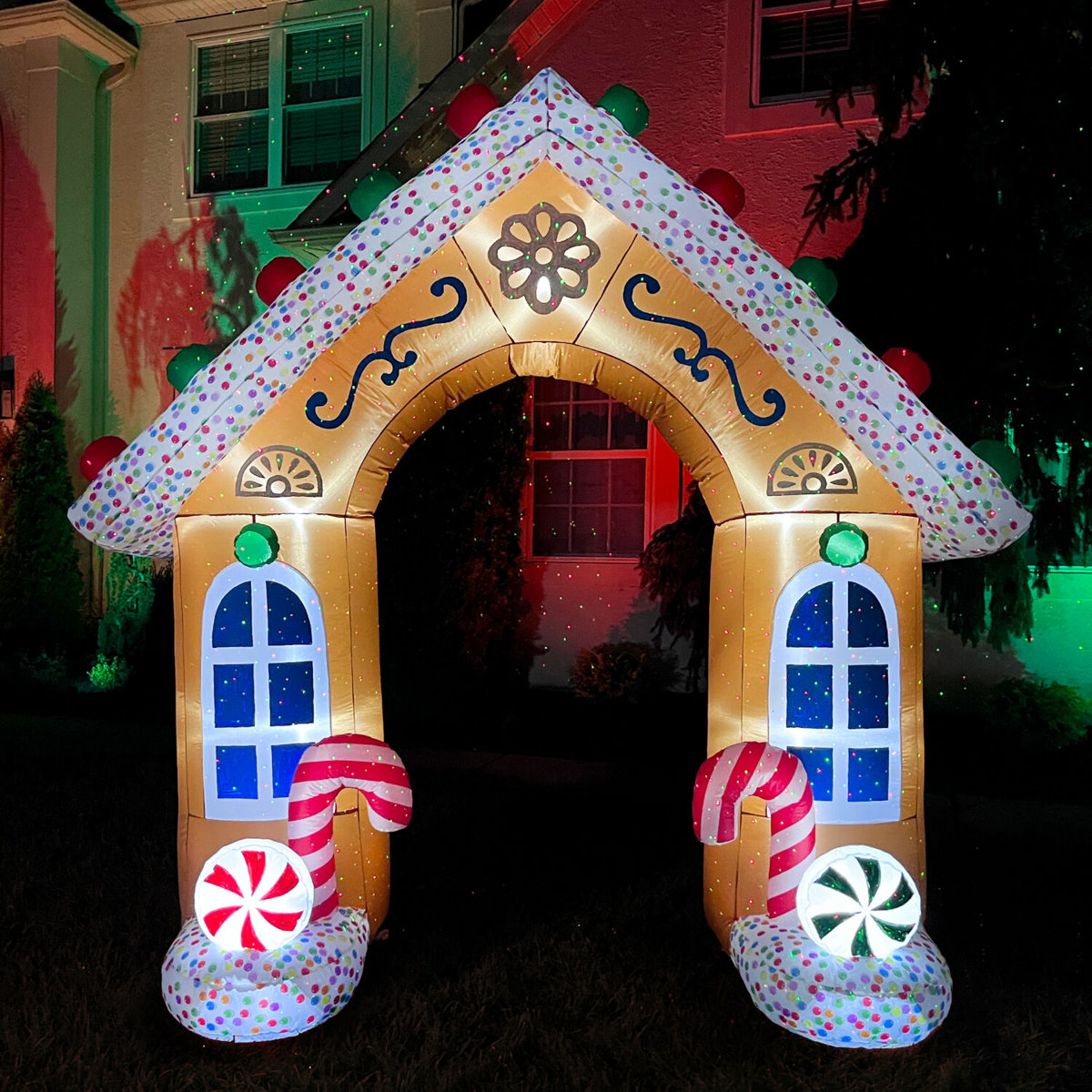 Fraser Hill Farm 8-Ft. Tall Gingerbread Arch Blow Up Christmas ...