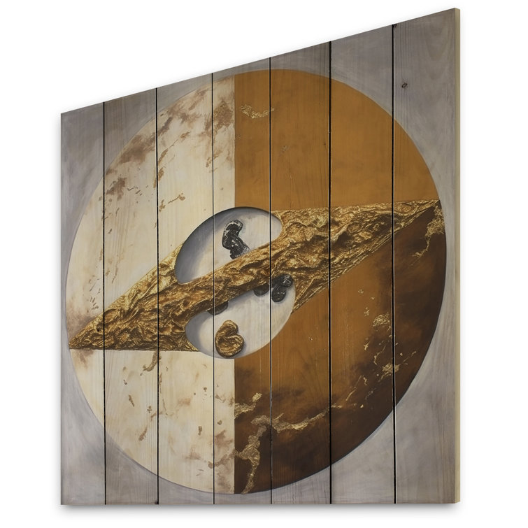 Red Barrel Studio® Gold White Yin And Yang II On Wood Print - Wayfair ...