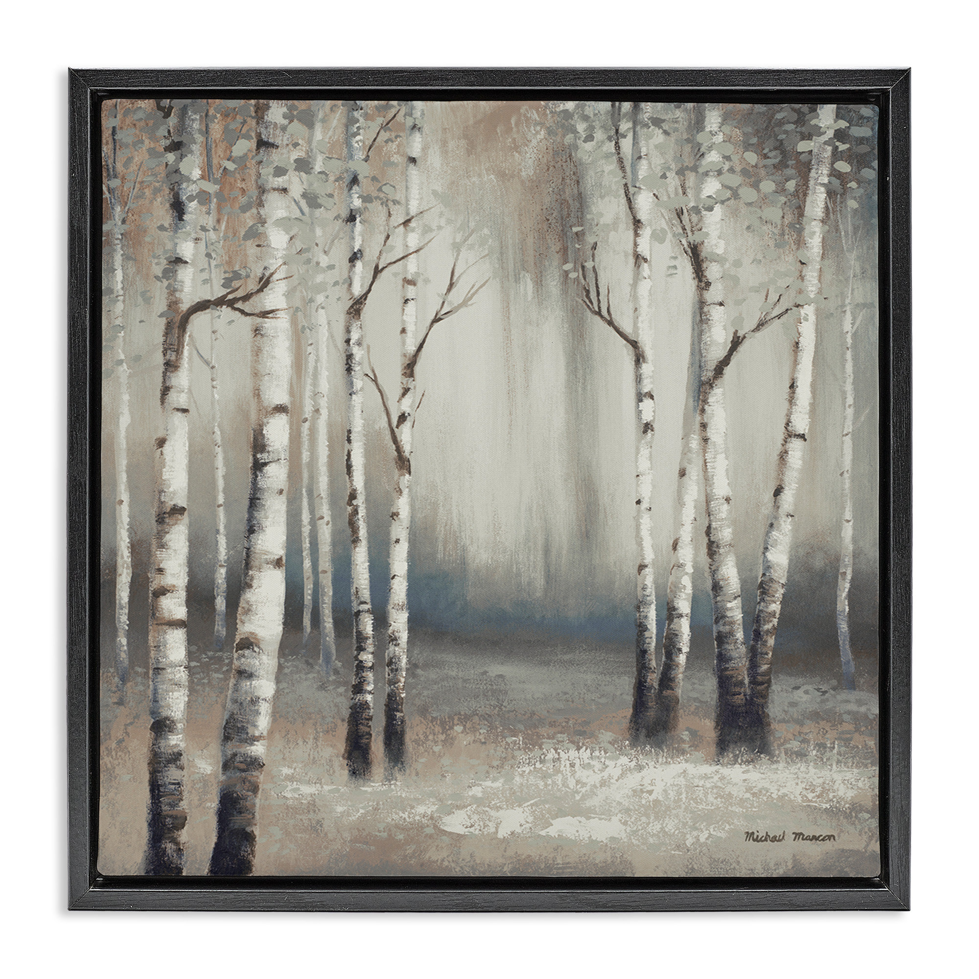 Millwood Pines Misty Birch Tree Forest Landscape Framed Floater Canvas ...