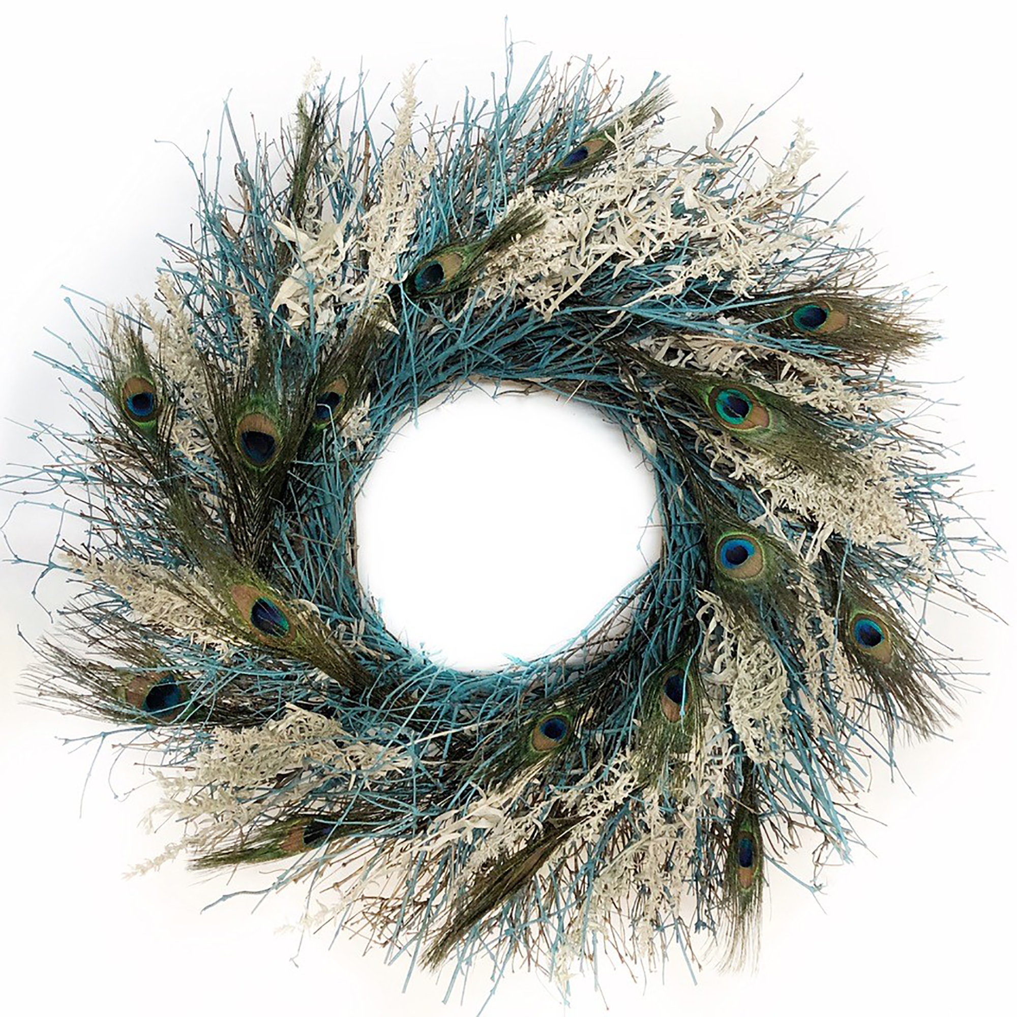 Ophelia & Co. Aqua Peacock Wreath & Reviews | Wayfair