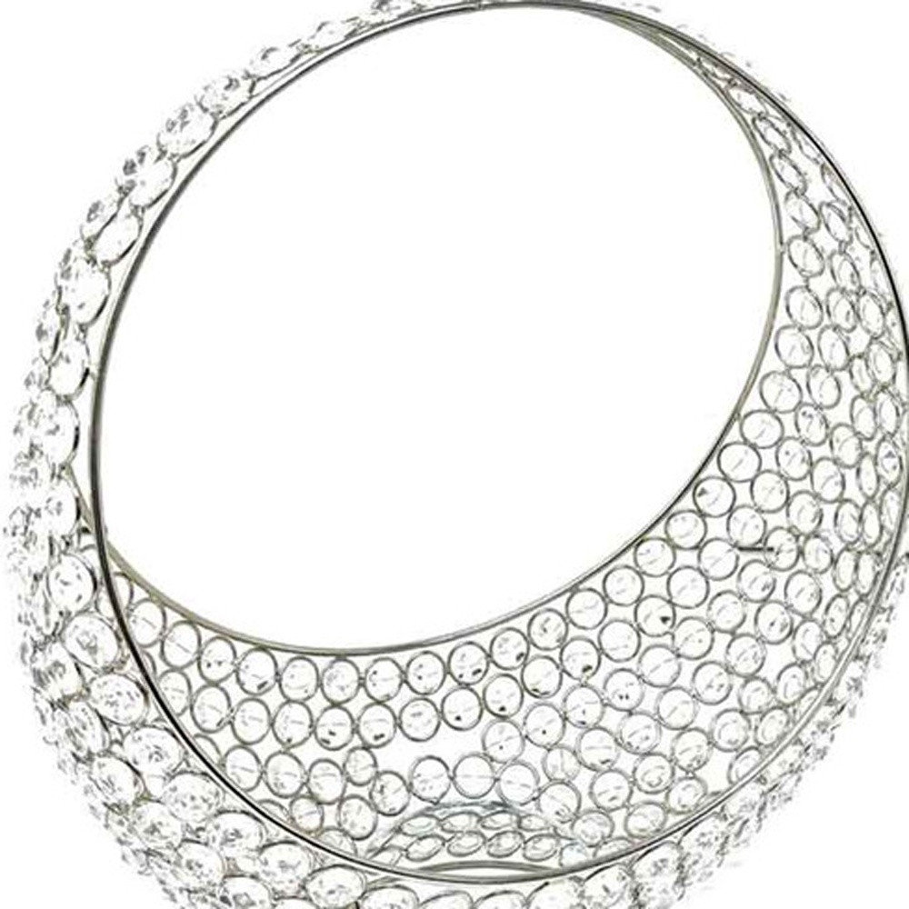 ZeaZu 13" Silver And Faux Crystal Bling Ring Basket | Wayfair