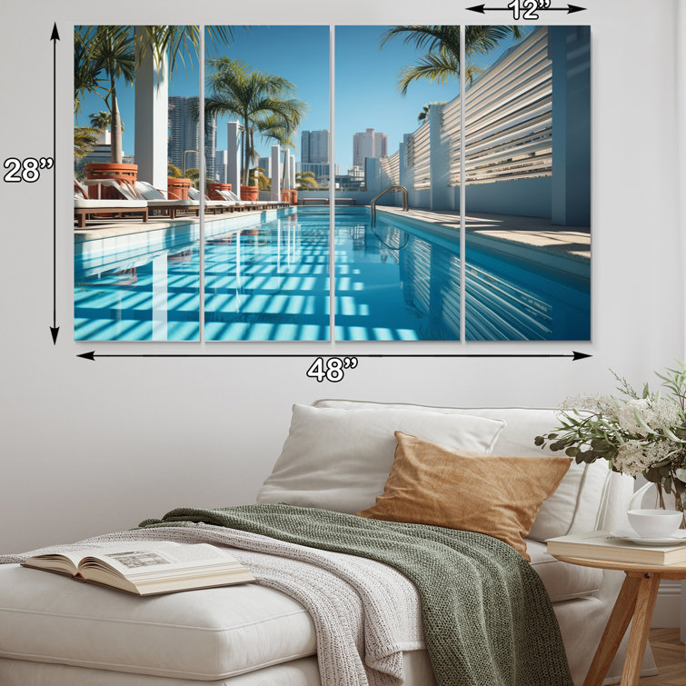 Ebern Designs " Turquoise Miami Skyscraper Shadows " 4 - Pieces on ...