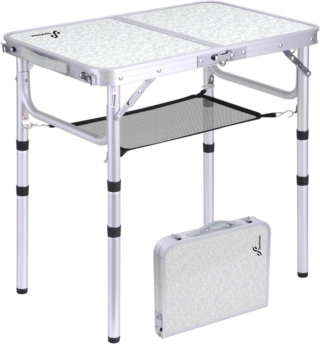 INKEDZ Small Folding Table 2ft, 3 Adjustable Height Folding Camping ...