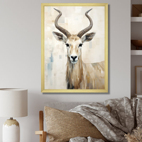DesignArt Minimalism Beige Antelope Ibex II " Minimalism Beige Antelope ...