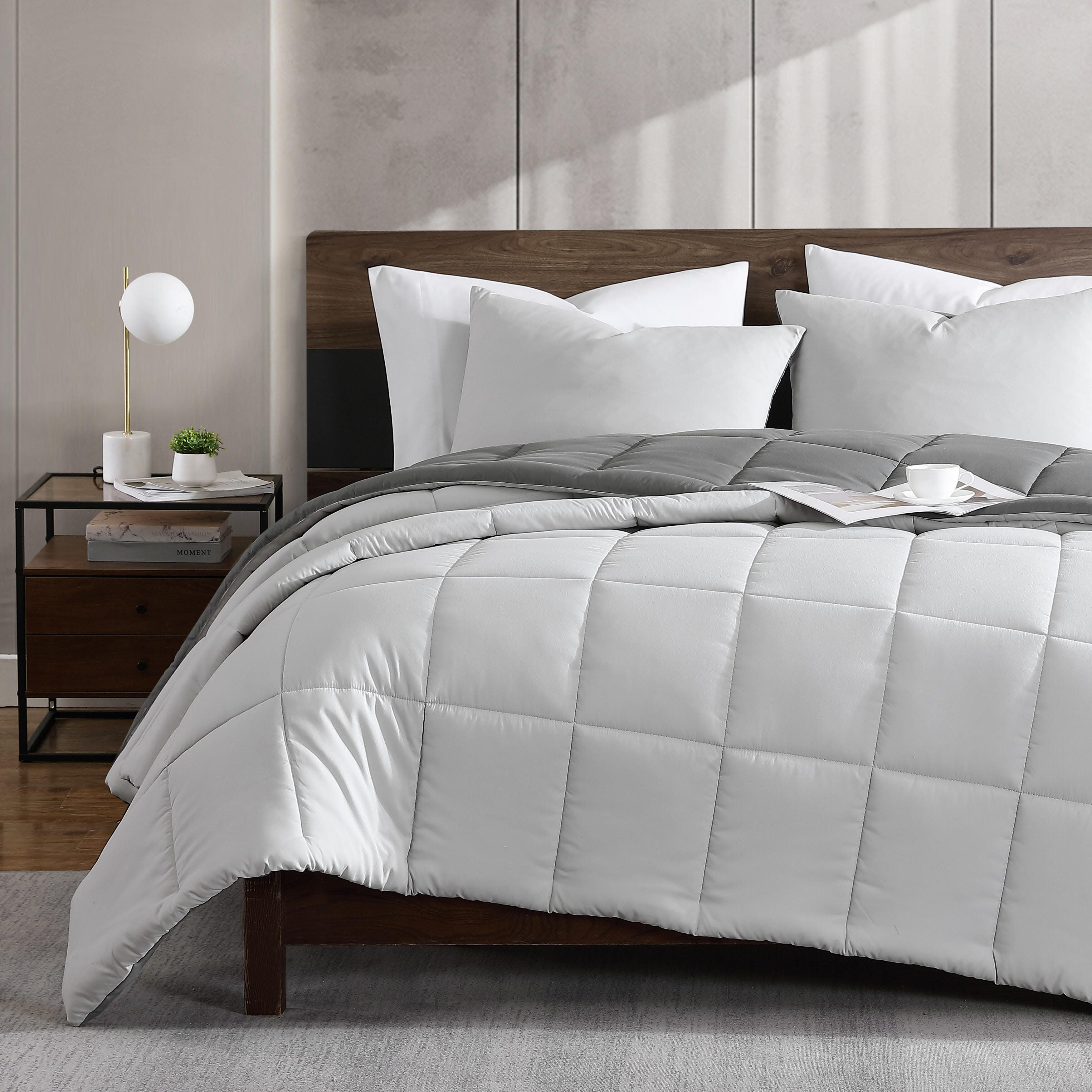 Kenneth Cole Solution Solid Grey Reversible Comforter Set | Wayfair