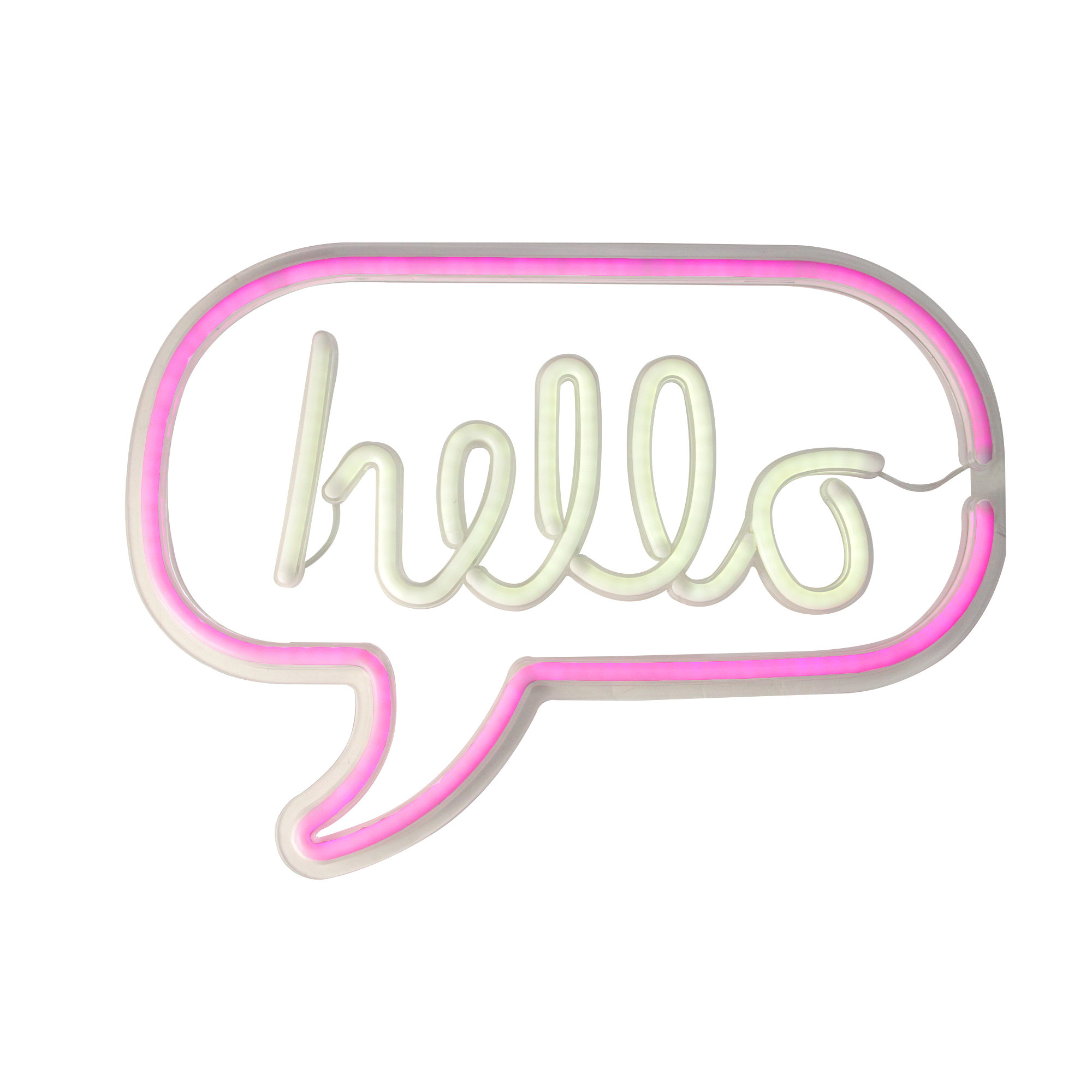 Northlight Seasonal 17" Pink and White 'Hello' Word Bubble LED Neon ...