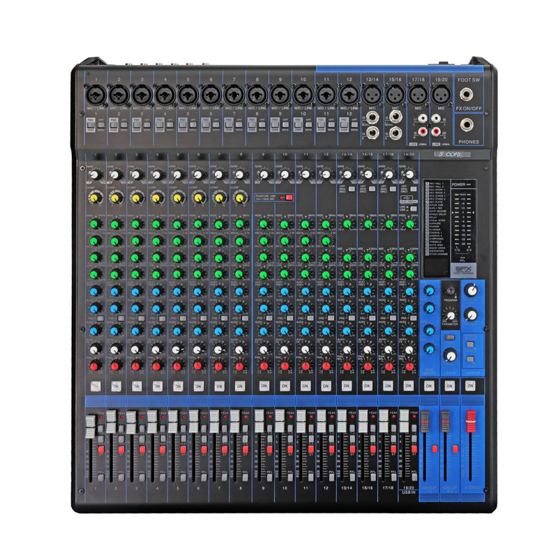 5 Core Audio DJ Mixer 20 Channel Sound Board Console w 24 SPX Effect ...