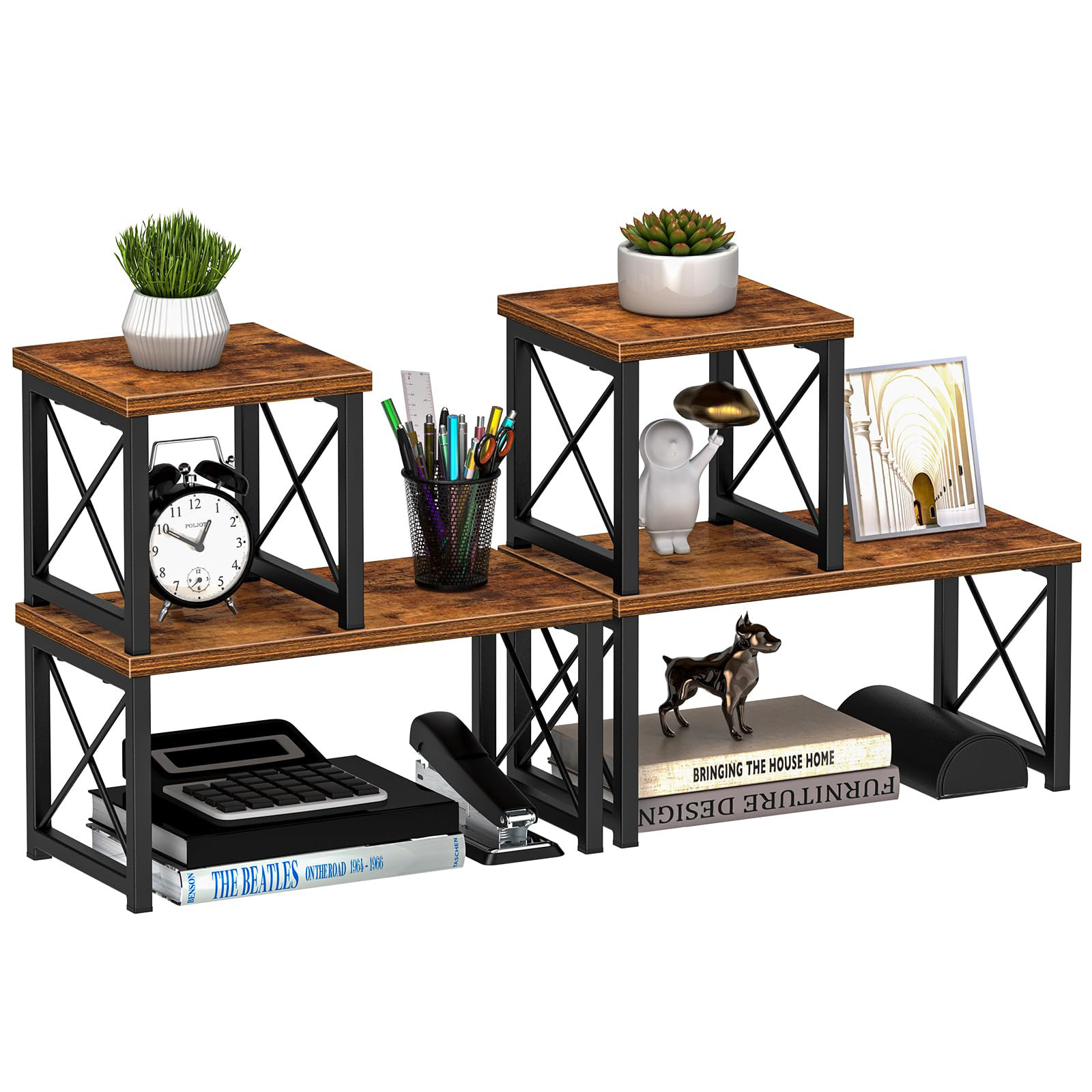 17 Stories 2 Sets Desk Shelf, Desktop Organizer Shelf, 2 Tier ...