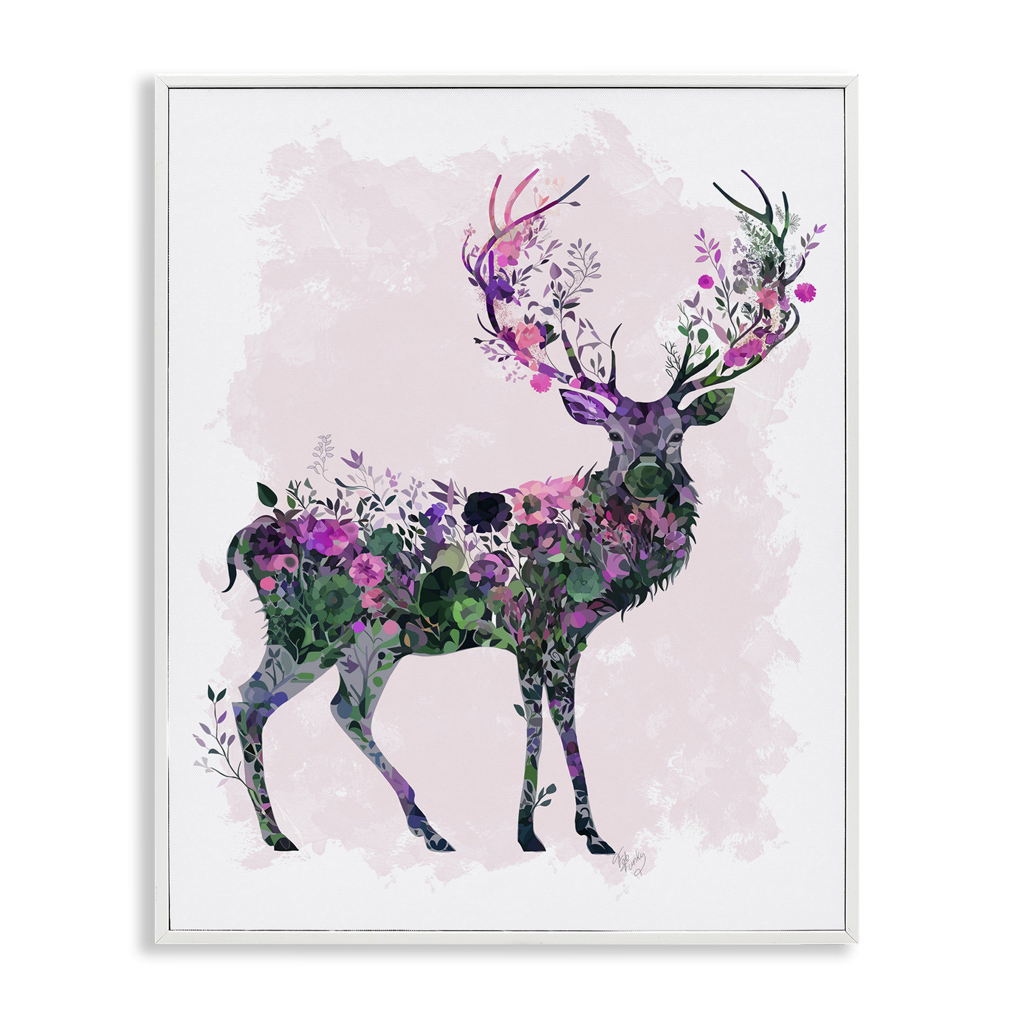 Stupell Industries Wildflower Patterned Deer Framed Giclee Art by Fab ...